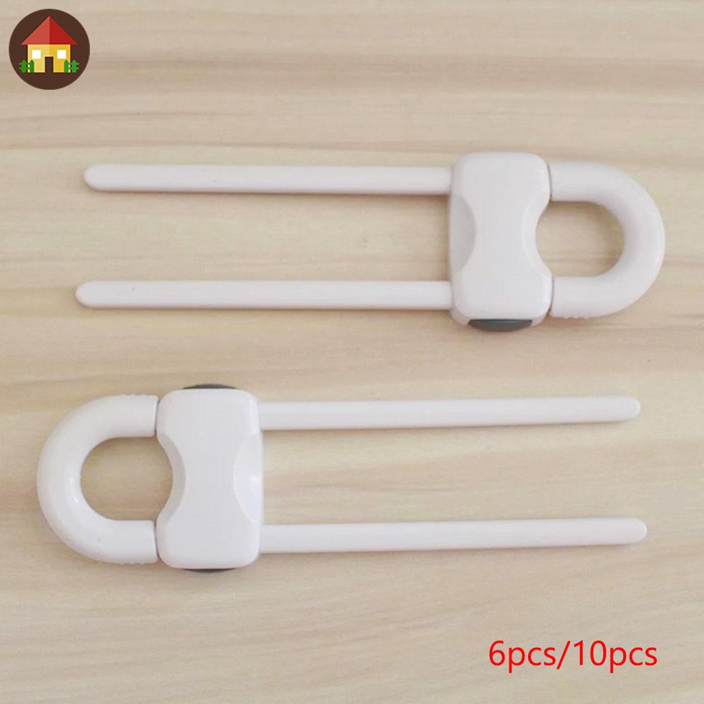 6/10 ชิ้น Baby Proofing ตู้ล็อค U รูป Baby Safety Latch ปรับ Childproof ...