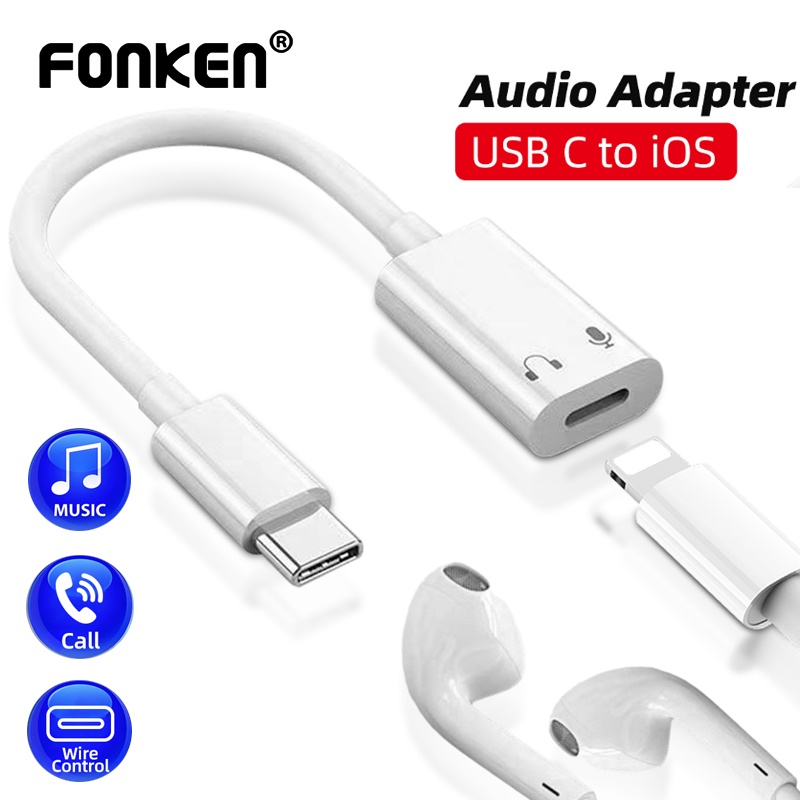 Fonken สายเคเบิลอะแดปเตอร์แปลงเสียงหูฟัง USB C เป็น iOS Type C เป็น iOS ...