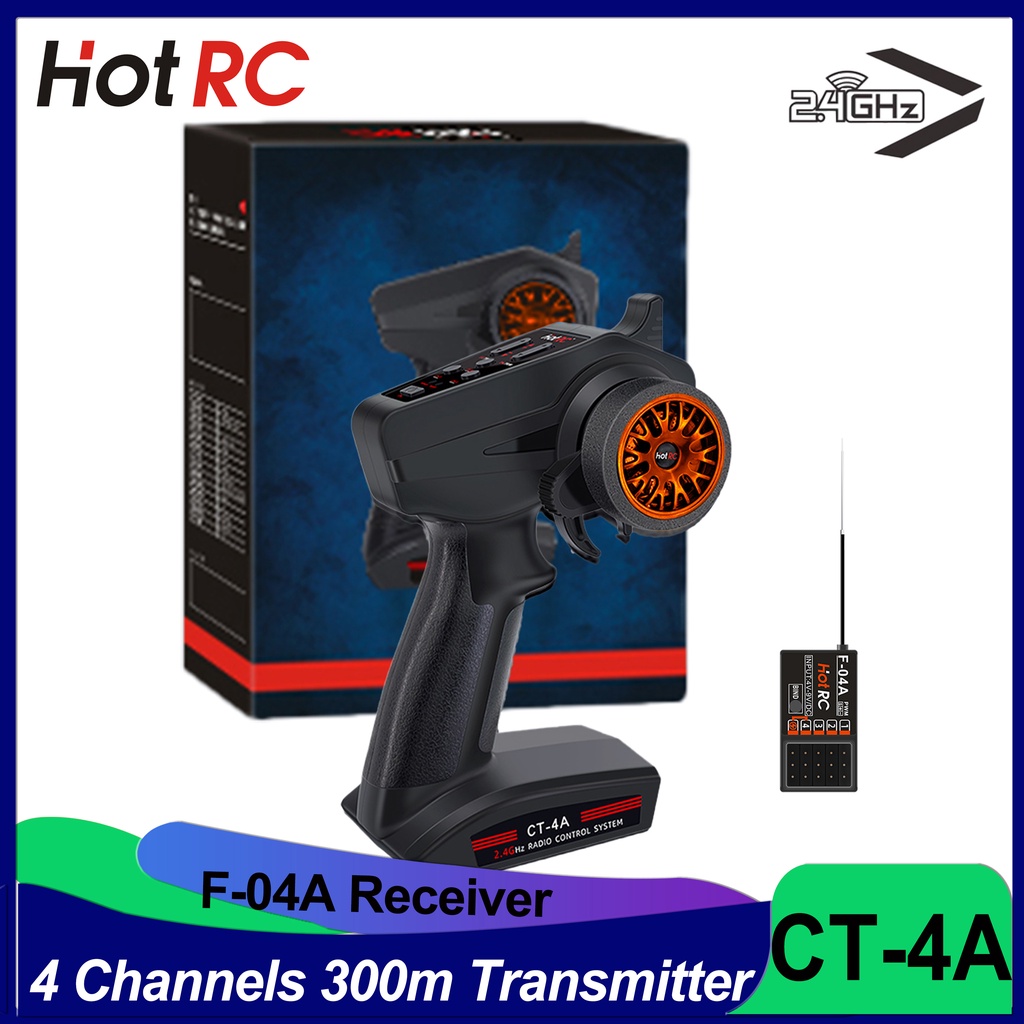 Hotrc CT-4A 4CH 4 ช่อง วิทยุควบคุม 2.4GHZ FHSS ระบบ 4V-9V เครื่องส่งสัญญาณมือเดียว พร้อมตัวรับ ...