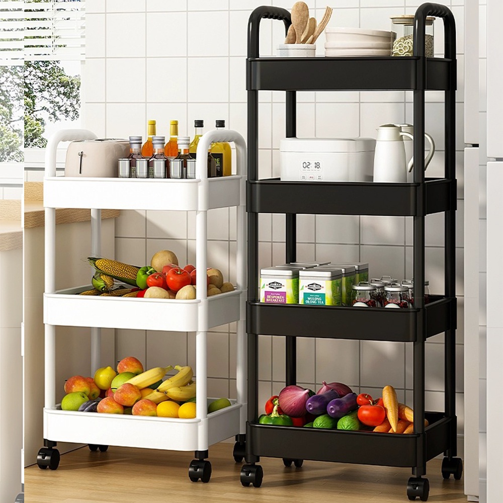 3/4 Tier Trolley Rack Office Multifunction Storage Shelves Home Kitchen ...