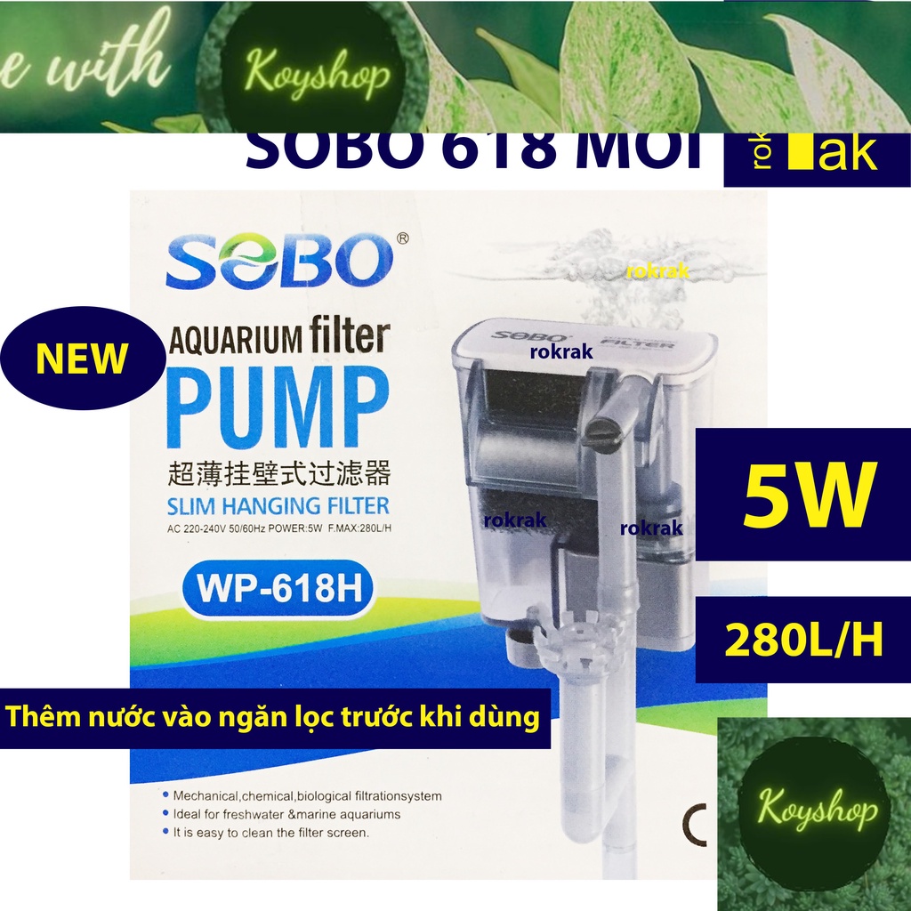 Sobo WP 618H ตัวกรองน้ําตก - ใช้สําหรับทะเลสาบภายใต้ 40 ซม. พร้อมแผ่นกรอง Scum | Shopee Thailand