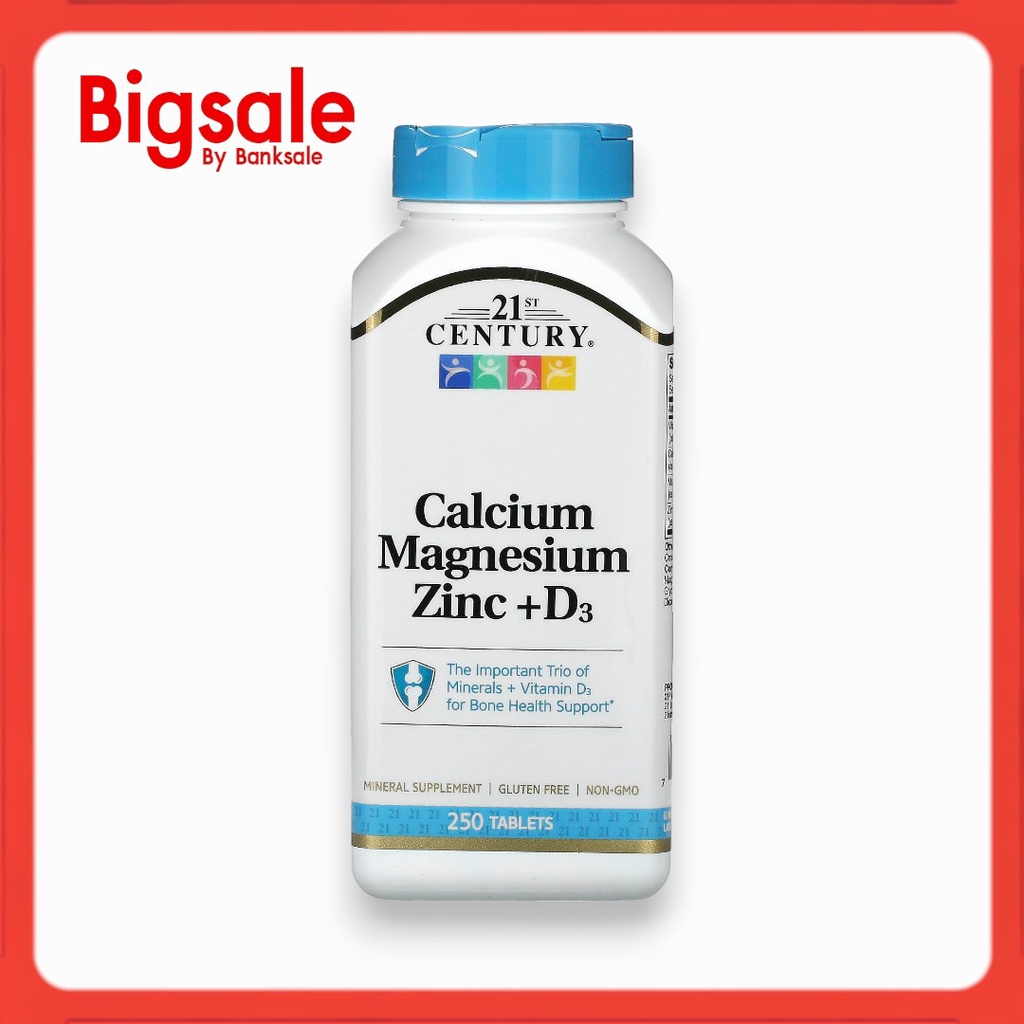21st Century, Calcium Magnesium Zinc + D3, 250 Tablets | Shopee Thailand
