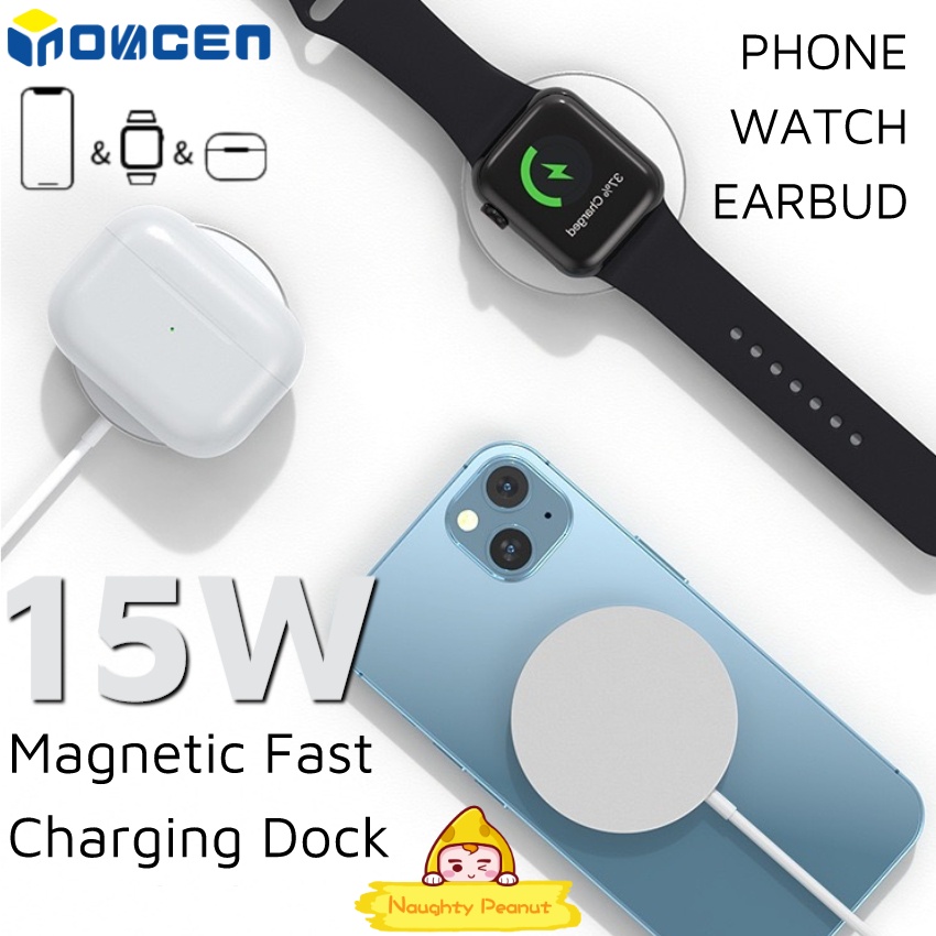Inovagen 3 in 1 แท่นชาร์จแม่เหล็กไร้สาย 15W 10W 15W ชาร์จเร็ว สําหรับโทรศัพท์ หูฟัง นาฬิกา ...