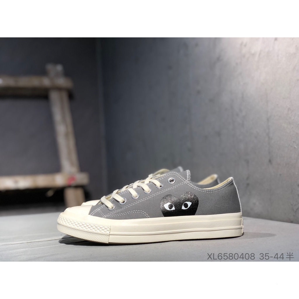Convers Quick Ling Co-branded CDG Blue Black Heart Low-Top Canvas Shoes ...