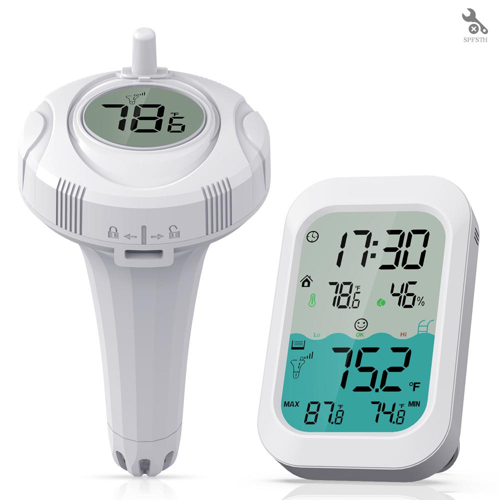 {flw} เครื่องวัดอุณหภูมิสระว่ายน้ําดิจิทัล ไร้สาย 500 ฟุต จอแสดงผลสี 3 ...