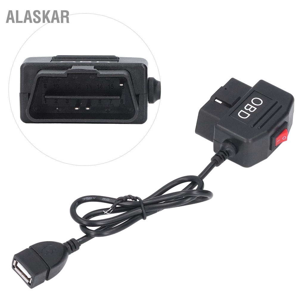 ALASKAR 48 ซม./18.9in OBD Power Adapter พร้อมปุ่มสวิทช์ ACC โหมดป้องกัน ...