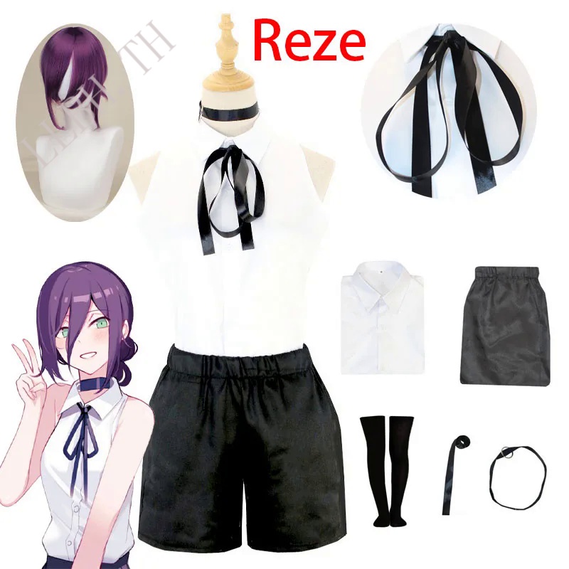 Reze Cosplay Anime Chainsaw Man Reze Cosplay Costume Shirt Outfits Tie ...