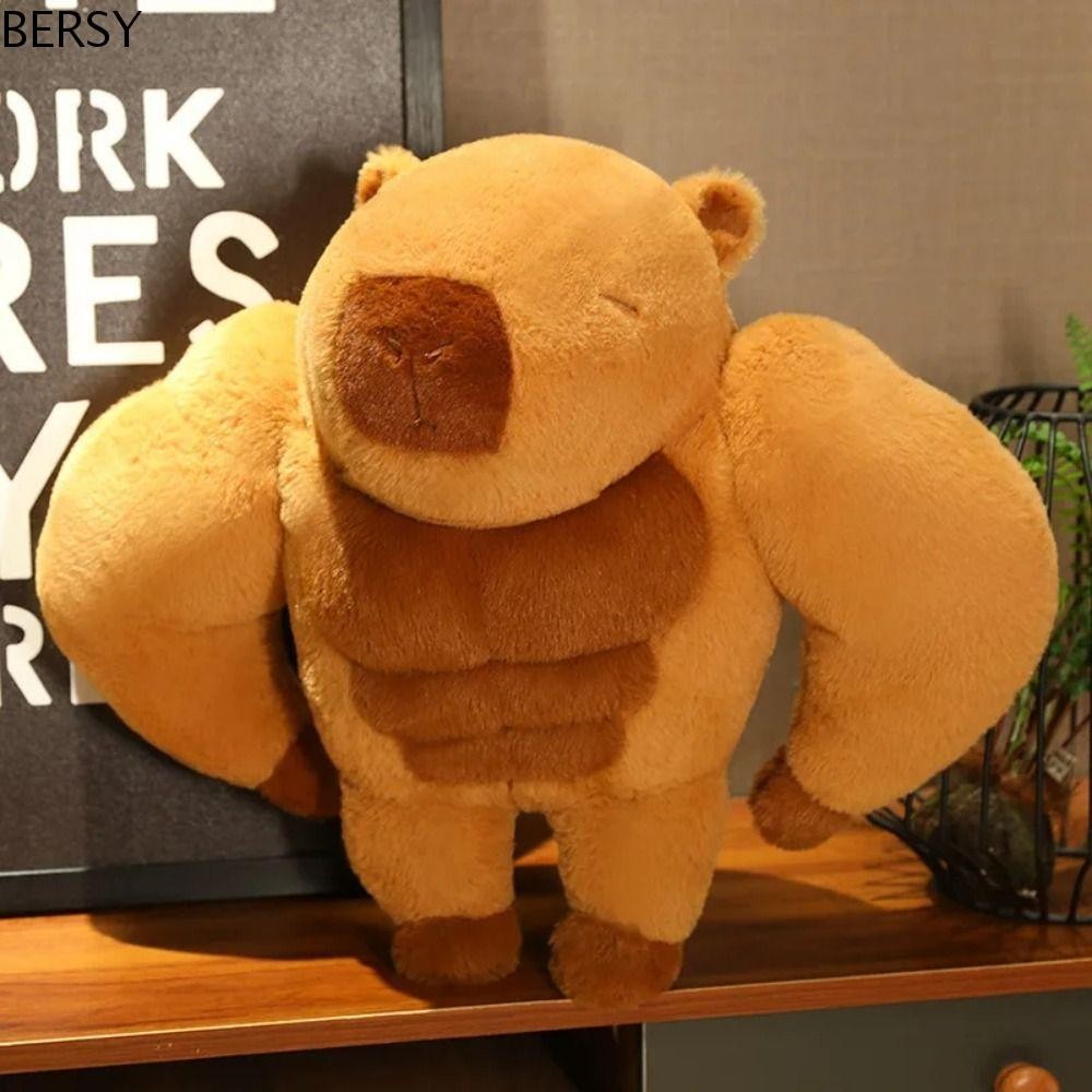 Bersy กล้ามเนื้อ Capybara Plushies ของเล่น, PP ผ้าฝ้ายนุ่ม Capybara Plush กล้ามเนื้อ Man หมอน ...