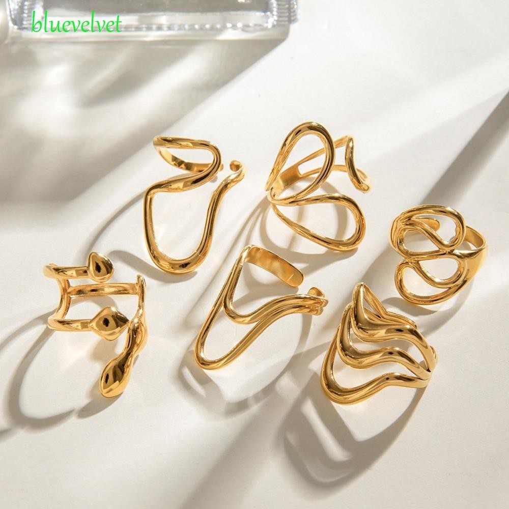 แหวนนิ้ว BLUEVELVET, แหวนทอง 18K Ins Alien Opening Ring, ของขวัญเครื่องประดับแฟชั่นย้อนยุคไม่ ...