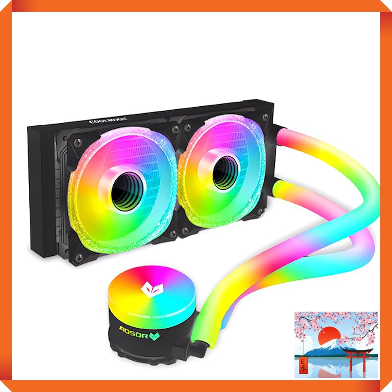 Small Lab COOLMOON 240mm Hose LED Easy Liquid Cooler with ARGB Lighting ...
