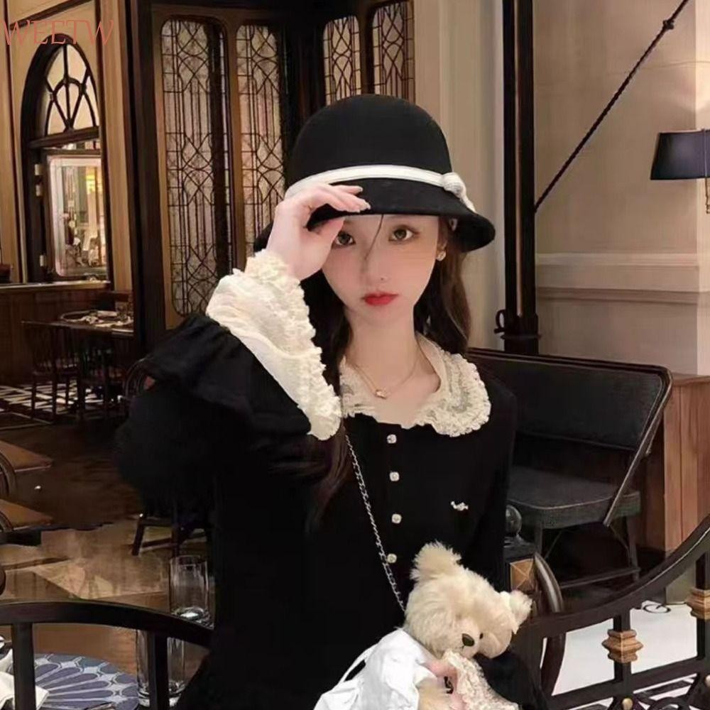 Weekw Felt Official Hat, Hepburnesque Wealthy Heiress Style Bowknot ...