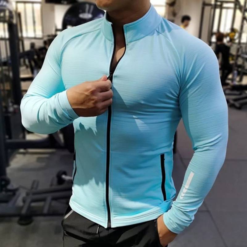 Sports Jacket Men's Spring and Autumn Stretch Slim Fit Running Long ...
