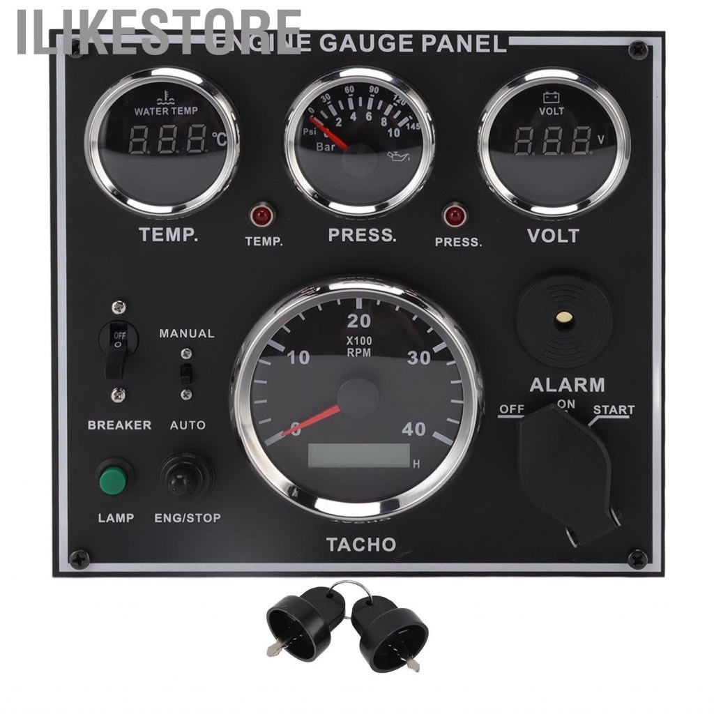Ilikestore 12V/24V Engine Gauge Panel Water Temperature Oil Pressure ...