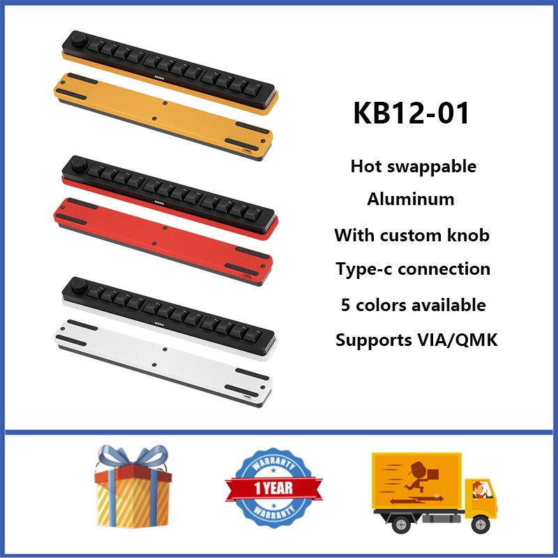 Doio คีย์บอร์ด 12 คีย์ RGB อลูมิเนียม รองรับ VIA QMK พร้อมลูกบิด KB12-01 | Shopee Thailand