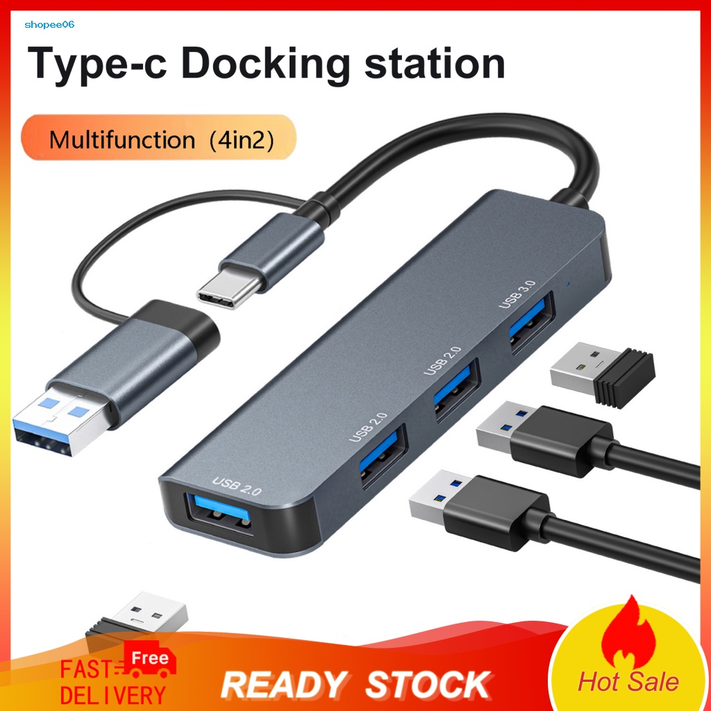 Setn 4 in 1 อะแดปเตอร์ฮับ USB Type-C อะลูมิเนียมอัลลอย ความเร็วสูง 2 30 2 พอร์ต สําหรับแล็ปท็อป ...