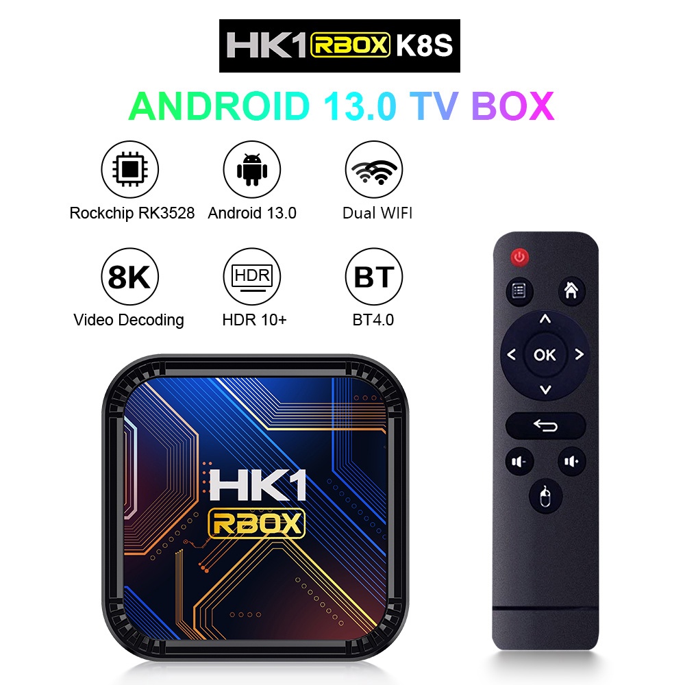 Hk1 RBOX K8S กล่องรับสัญญาณสมาร์ททีวี Android13 Wifi6 8K HD BT 4G 64GB กล่องรับสัญญาณ เครื่อง ...