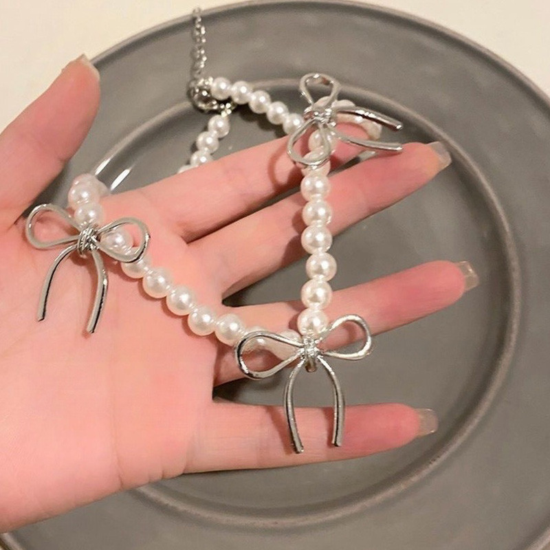 หญิง Niche Sweet Collarbone Chain อารมณ์การออกแบบ Sense คอโบว์สร้อยคอ ...