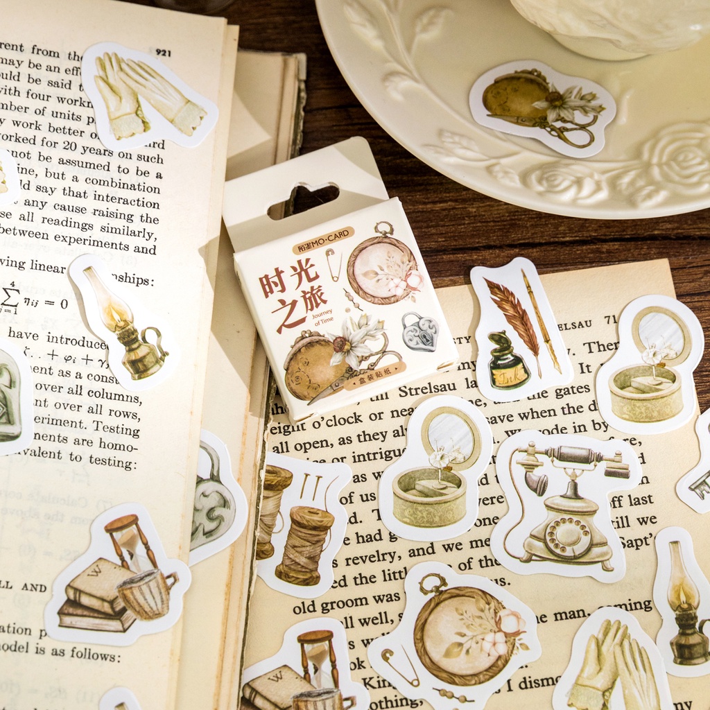 Enwei สติกเกอร์กระดาษ เคลือบ สไตล์วินเทจ สําหรับตกแต่งสมุดภาพ 45 ชิ้น ...