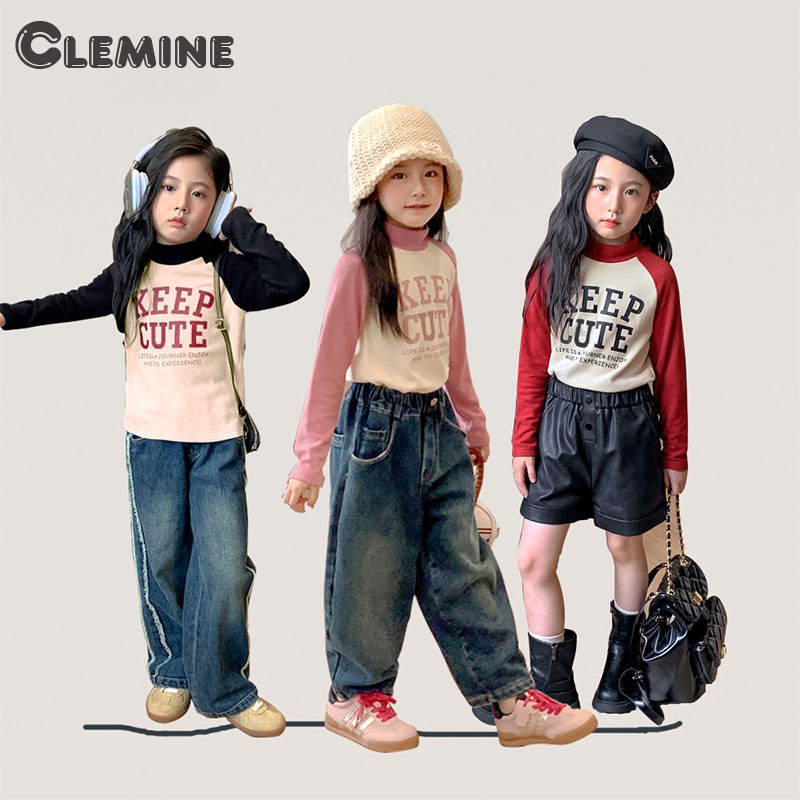 Clemineเสื้อยืดแขนยาว แบบหนา สําหรับเด็กผู้หญิง | Shopee Thailand