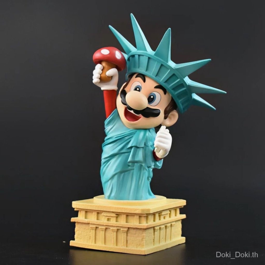 ฟิกเกอร์ รูปปั้นอนิเมะ Super Mario COS Statue of Liberty Mario ของเล่น ...