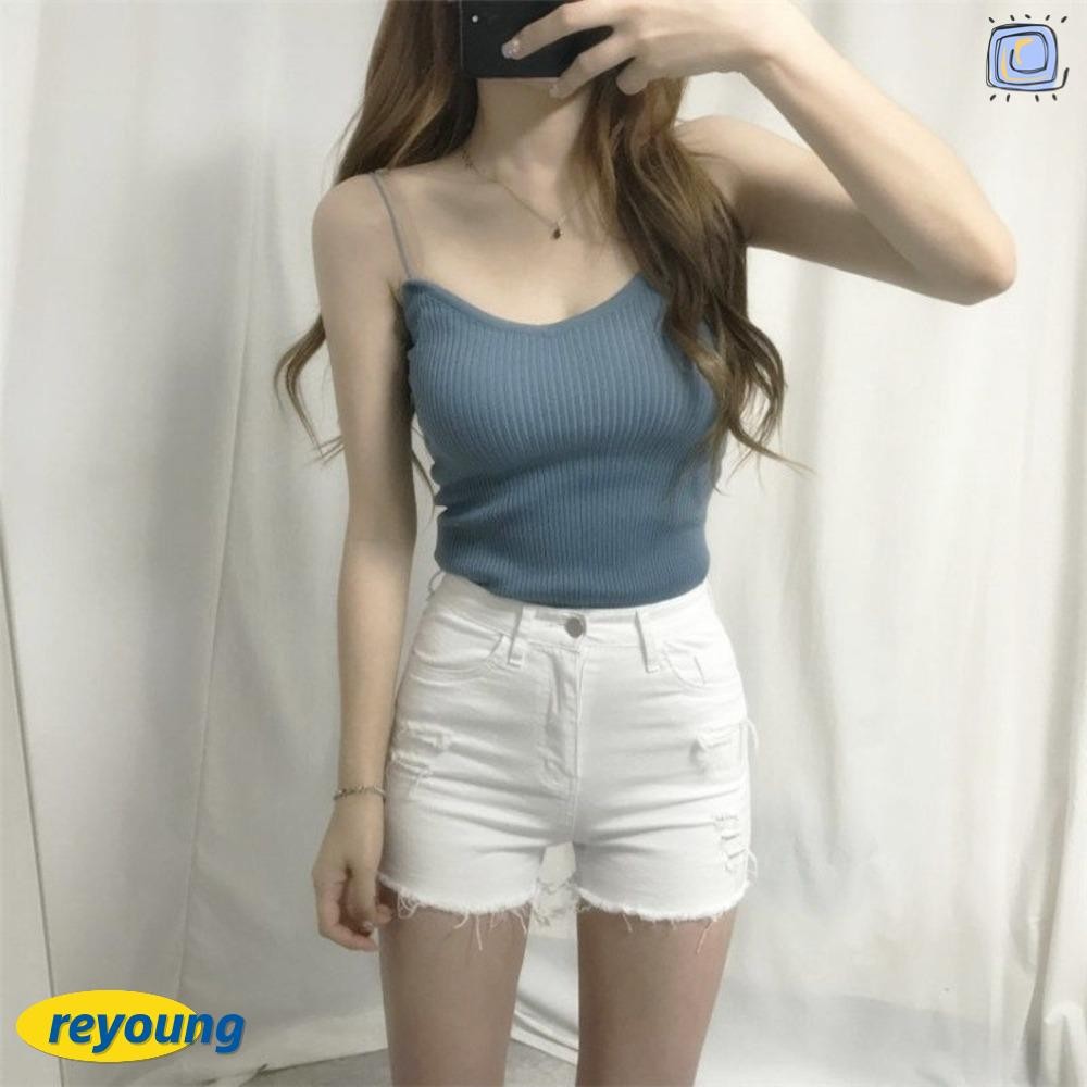 สลิง REYOUNG, เสื้อกั๊กทรงสลิมลําลองสุดเท่, แฟชั่นฤดูร้อนอารมณ์สั้นด้านบนชายหาด | Shopee Thailand