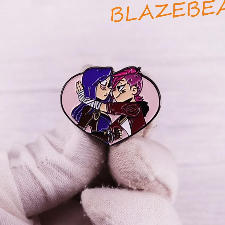 Blazebea League of Legends Pin, ปลากระดูกเกมผง Jinx เข็มกลัด, หัวใจ ...