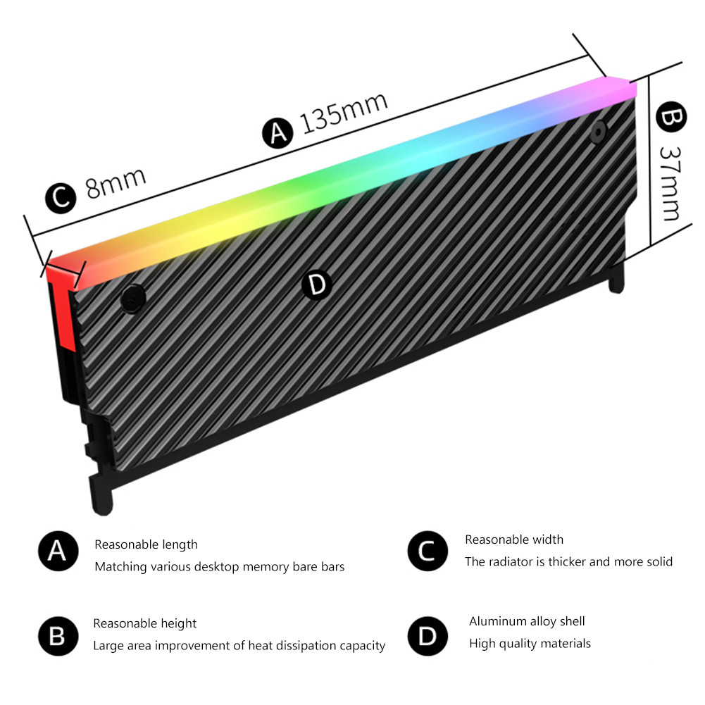 5v 3PIN ARGB RAM ฮีทซิงค์หม้อน้ํา Cooler DDR ฮีทซิงค์สําหรับ DDR2 DDR3 DDR4 DDR5 [Ciflying.th ...