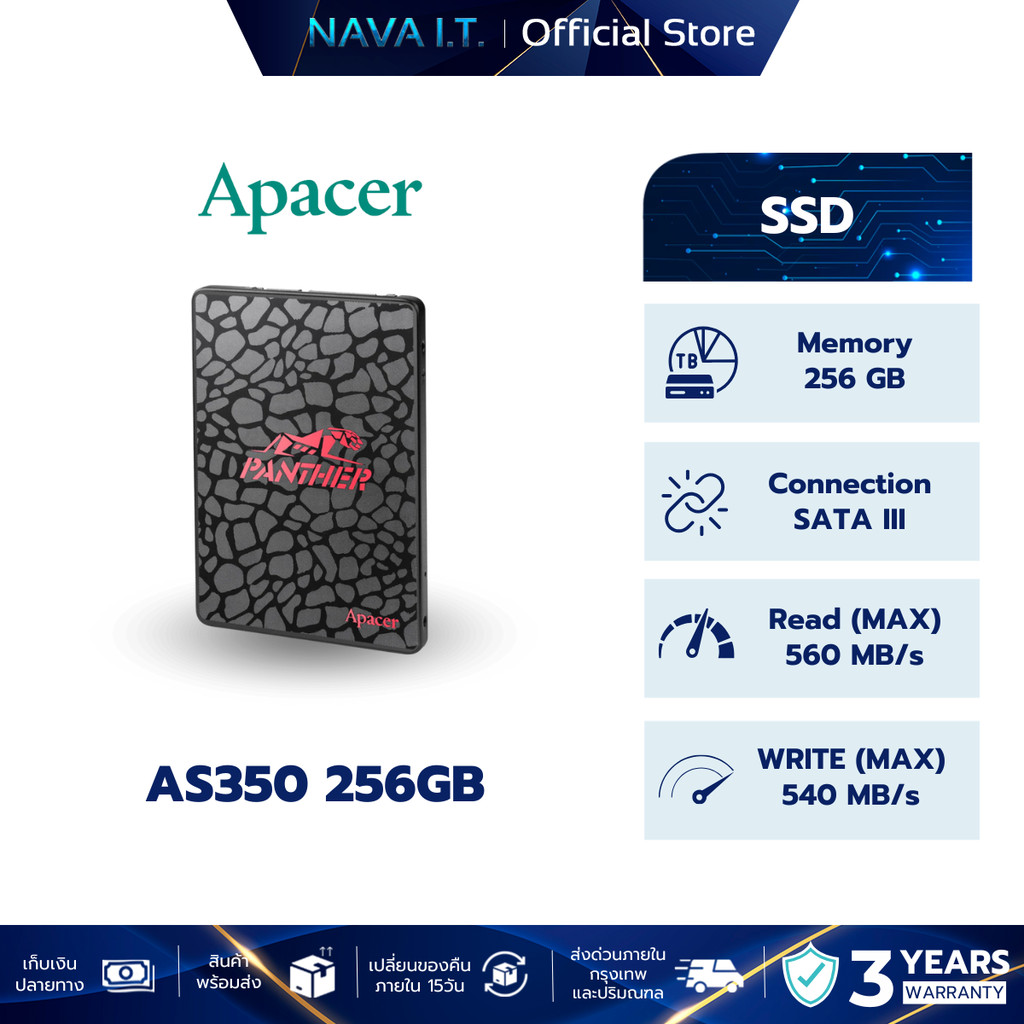 APACER AS350 PANTHER 256GB SSD (เอสเอสดี) 2.5" SATA3 (AP256GAS350-1 ...