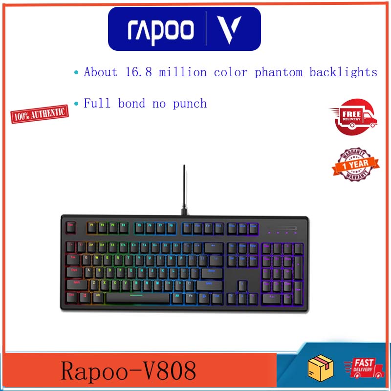 Rapoo V808 คีย์บอร์ดเกมมิ่ง มีสาย RGB ลายเชอร์รี่ | Shopee Thailand