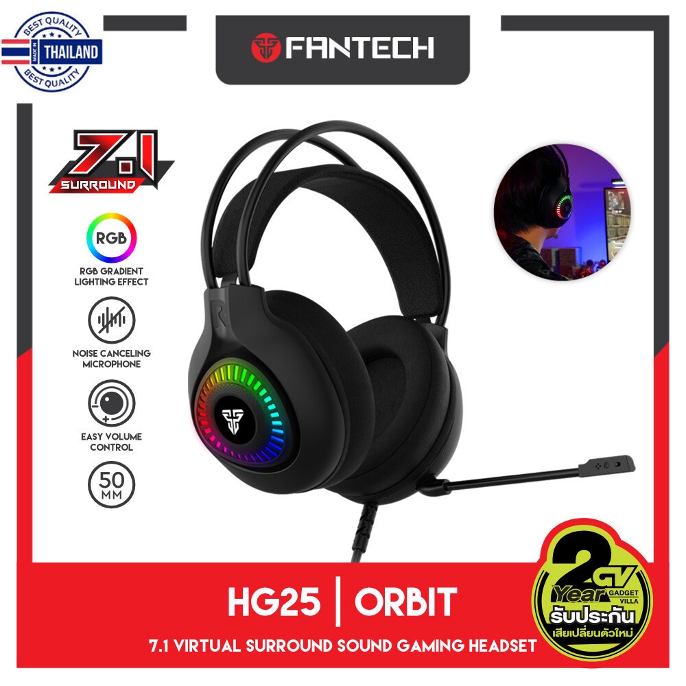 FANTECH หูฟัง เกมมิ่ง ระ 7.1 Headset Gaming มีไมโครโฟน ไฟ RGB รอหูฟัง ...