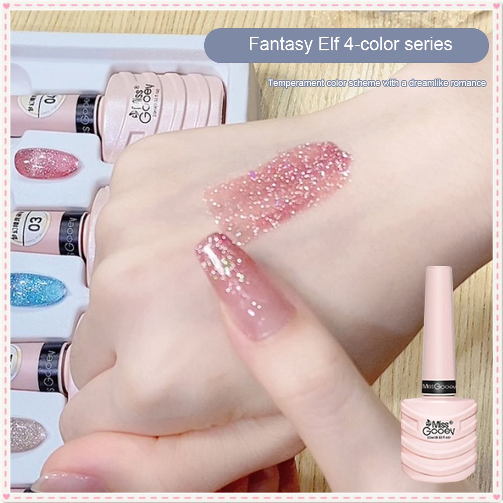 Miss Gooey แฟนตาซี Elf เล็บเจลฤดูร้อน Gradient Ice โปร่งใส Fine Glitter Super Flash Phototherapy ...