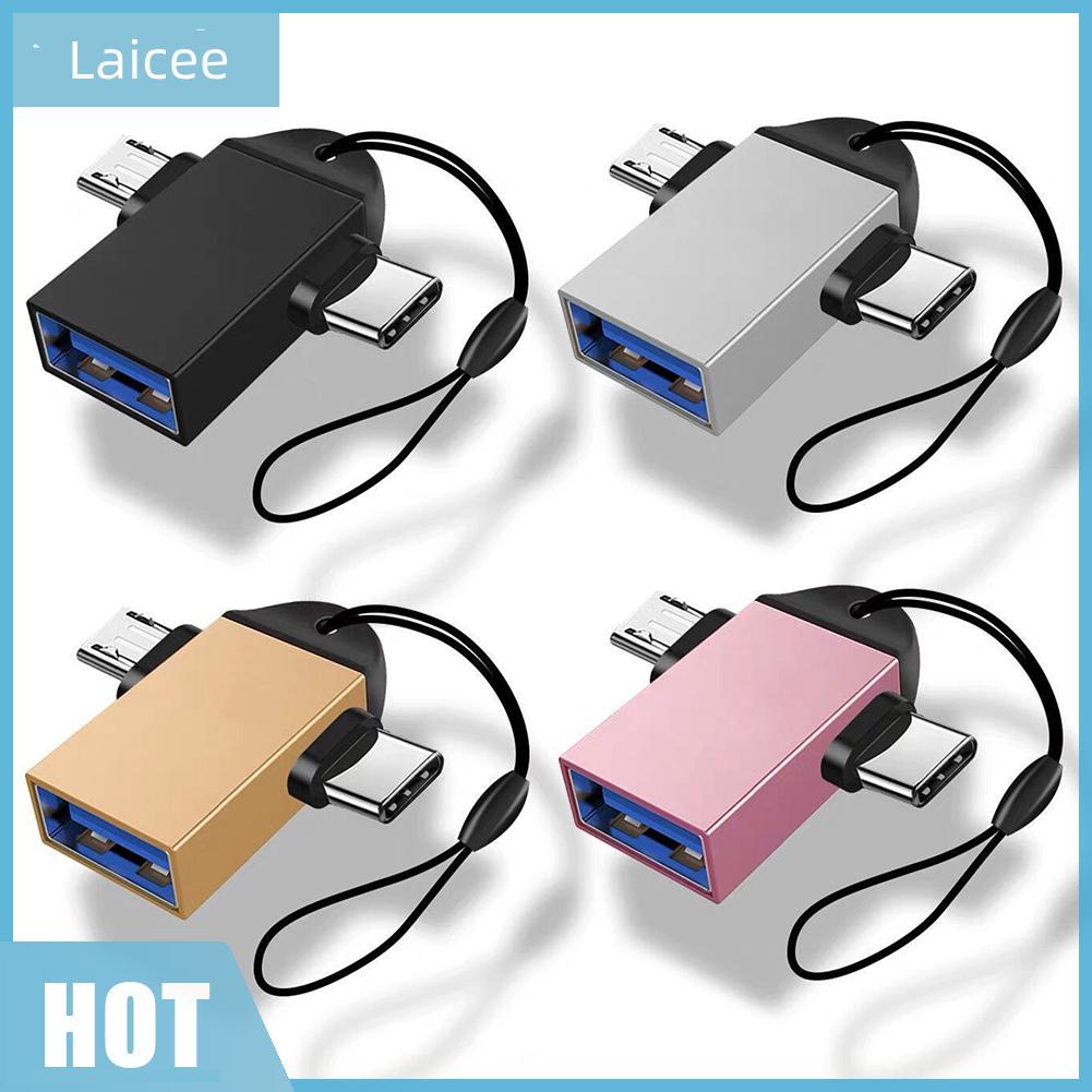[Laicee.th] 2 in 1 อะแดปเตอร์แปลงสายเคเบิ้ล Type-C Micro USB ตัวผู้ เป็น USB3.0 ตัวเมีย OTG ...