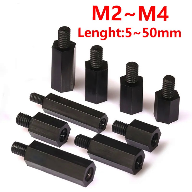 Black White Nylon Hex Male Female Standoff Pillar Mount Thread PCB ...