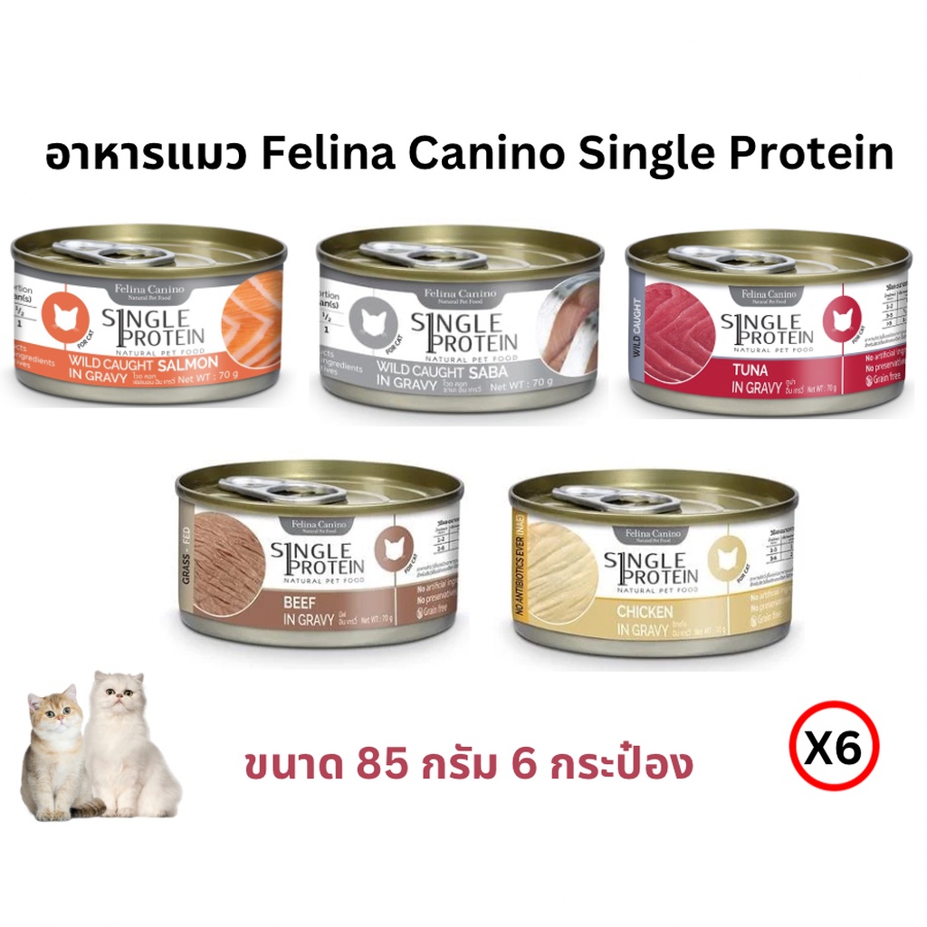 อาหารแมว Felina Canino Single Protein ขนาด 70gX6 กระป๋อง | Shopee Thailand