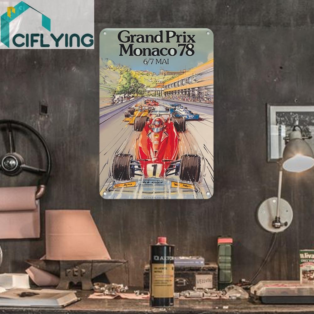 โลหะ Monaco Grand Prix Tin Sign ภาพวาดเหล็กสี่เหลี่ยม Wall Decor30x40 ...