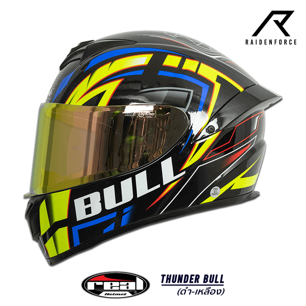 หมวกกันน็อค REAL Helmet Thunder BULL ดำ-เหลือง | Shopee Thailand