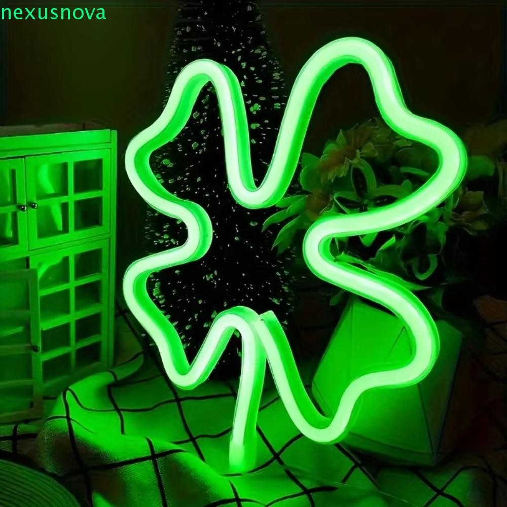 Nexusnova Four Leaf Clover Neon Sign, LED USB/แบตเตอรี่ขับเคลื่อน St ...