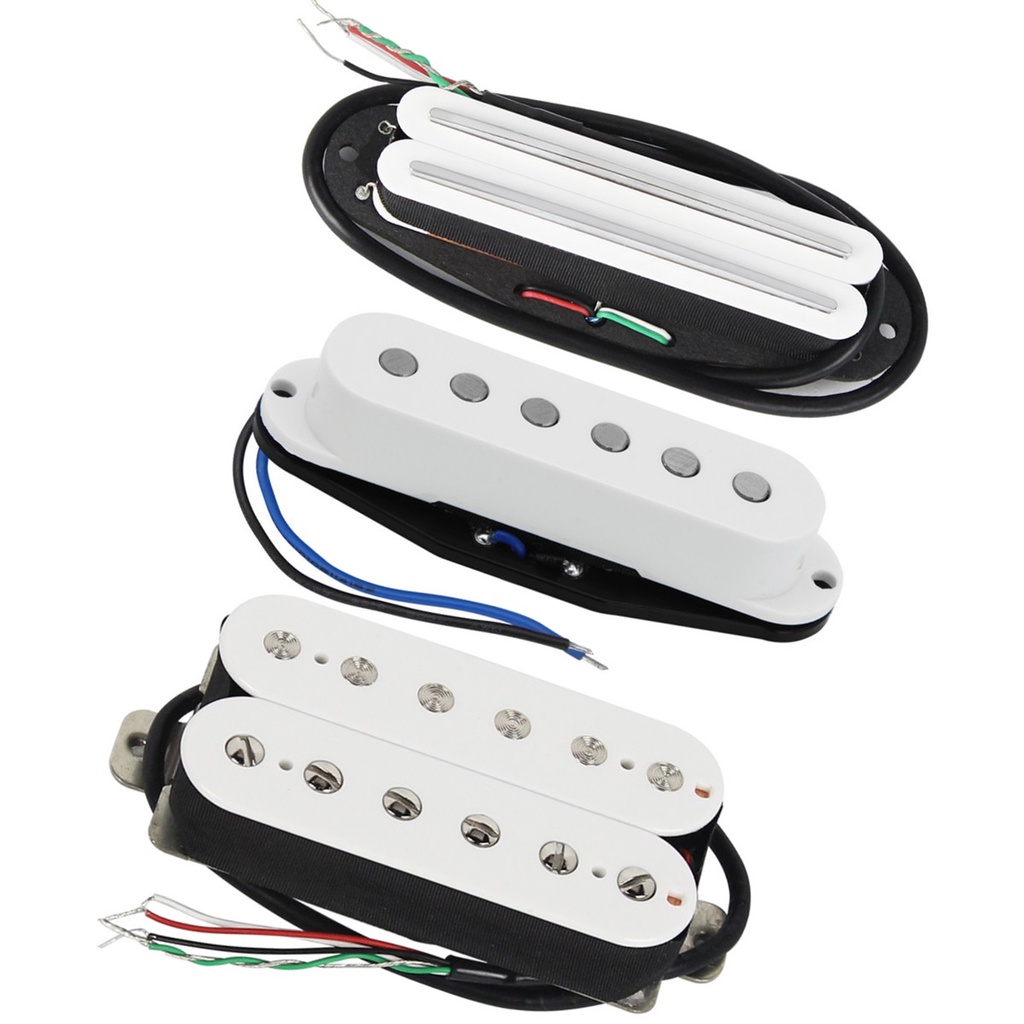 Fleor 3PCS Vintage Alnico 5 กีตาร์ Dual Rails Pickup & Single Coil & Humbucker Pickups สีขาว ...