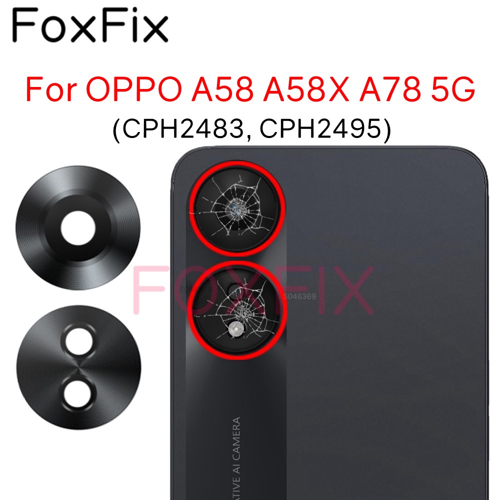เลนส์กระจกกล้องด้านหลัง พร้อมสติกเกอร์กาว แบบเปลี่ยน สําหรับ OPPO A58 ...
