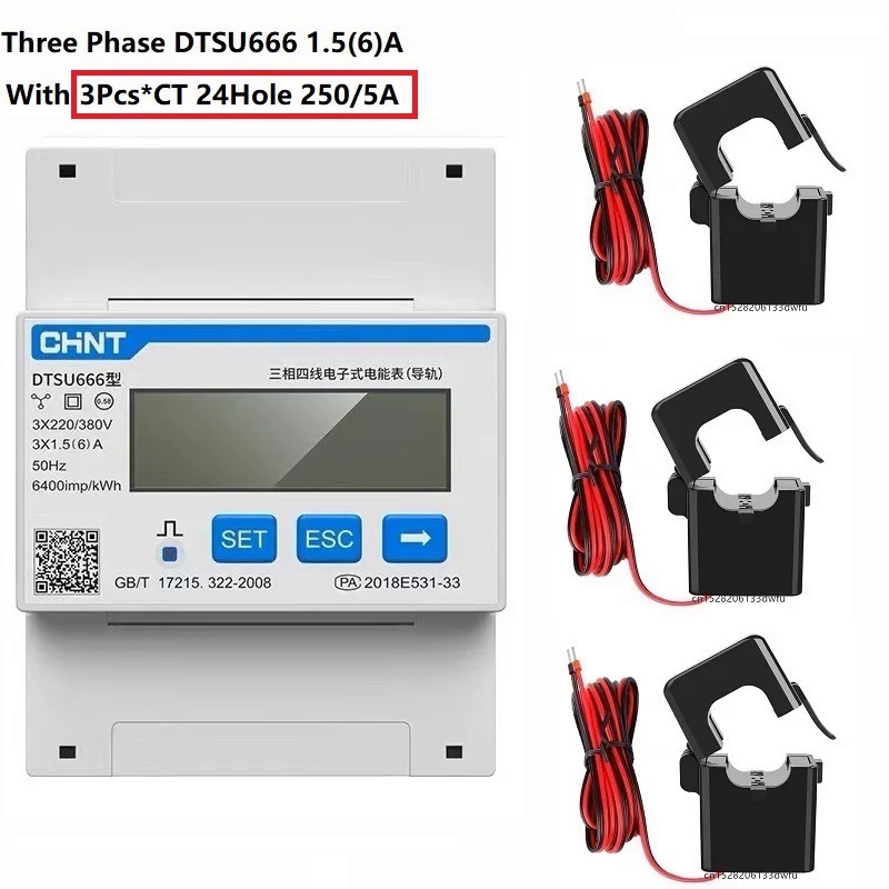 Chint DDSU666 DTSU666 80A Din Rail Digital Voltmeter Current Power ไฟฟ ้ า KWH Meter โวลต ์ แอมป ...
