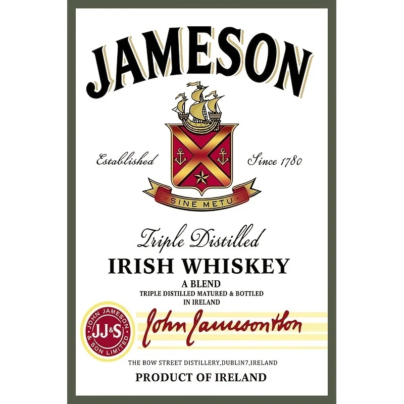 Jameson Irish Whisky Vintage Tin Sign ขนาด 12x8 นิ้ว สำหรับตกแต่งบ้าน ...