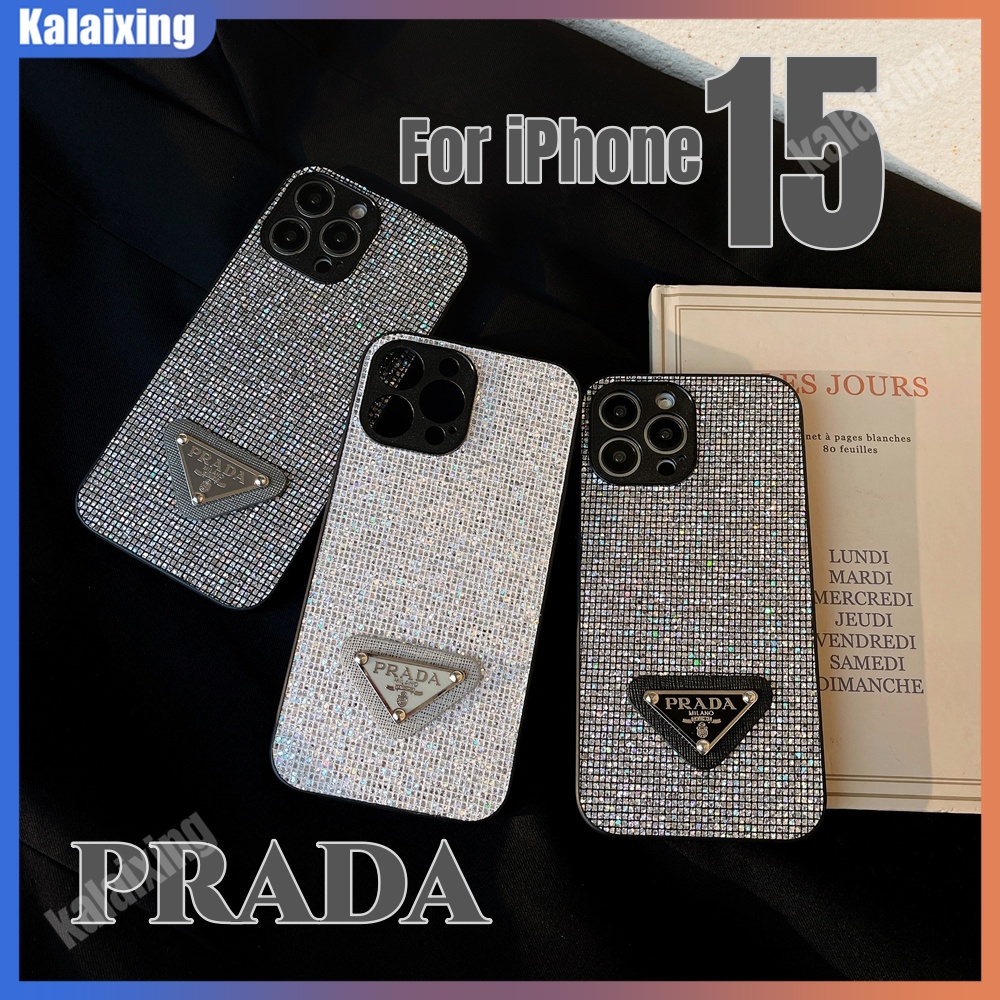 PRADA เคสโทรศัพท์มือถือ ปิดด้านหลัง ประดับกลิตเตอร์เพชร ลายแพรด้า ...