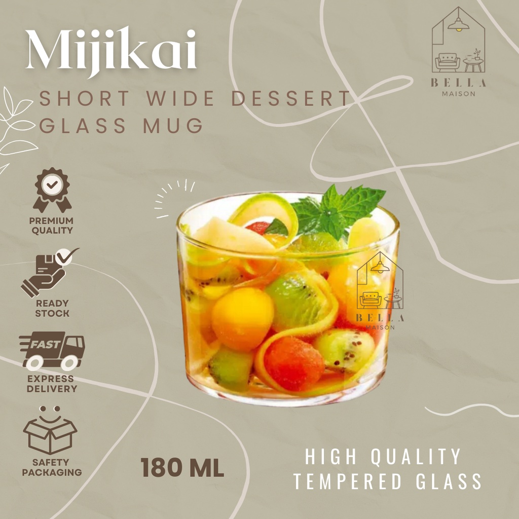 Mijikai ถ้วยแก้ว แก้วขนมหวาน แบบสั้น - 180 มล. | Shopee Thailand