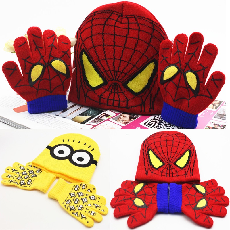Cold Bean Cap Infant + ถุงมือ Spider Man Boys | Shopee Thailand
