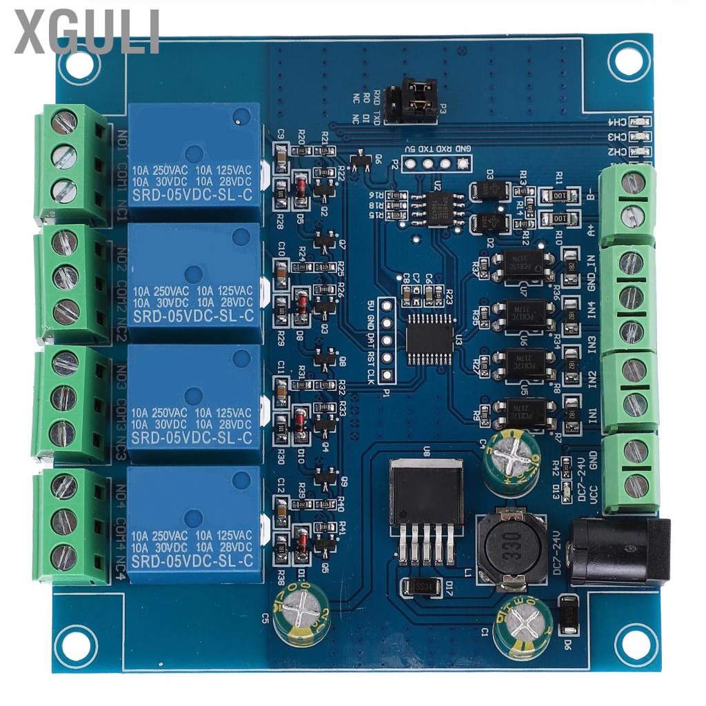 Xguli Relay Module 4 Channel Switch Input and Output Circuit Control Board Component DC 7-24V ...