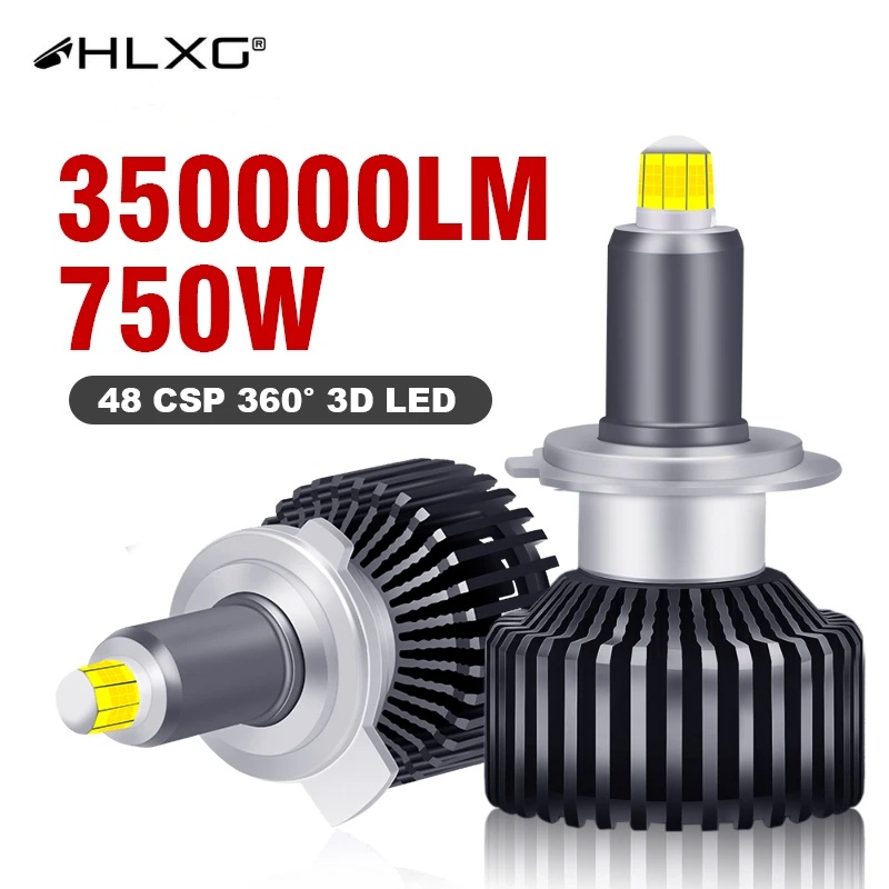 Hlxg 750W 300000LM 1 คู่ หลอดไฟหน้า LED H7 360 Canbus H11 H1 9005 HB3 9006 HB4 H8 9012 D2S D4S ...