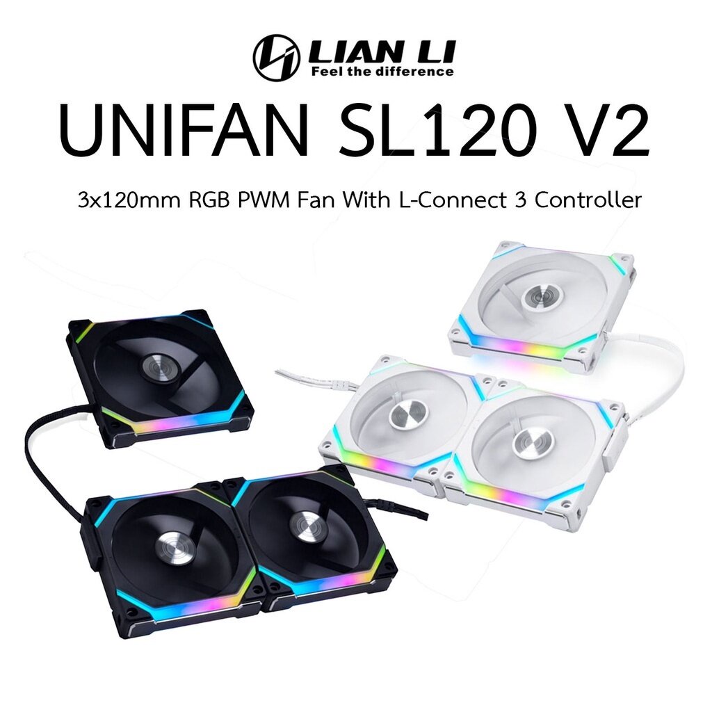 Lian Li UNIFAN SL120 V2 ARGB Black 3x120mm Fan Triple Pack with ...