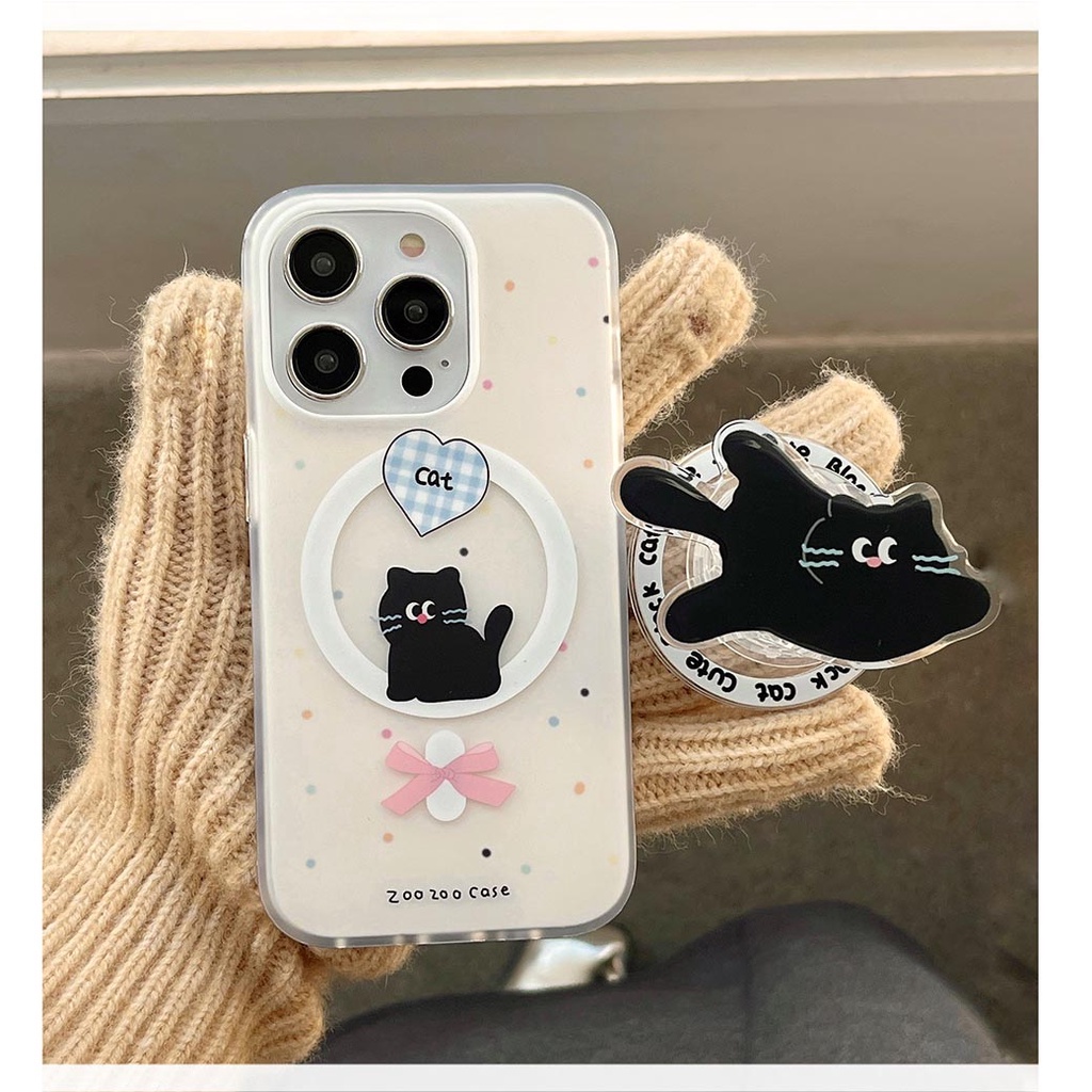 เคสโทรศัพท์มือถือแบบแข็ง ลายแมว Bo Dian พร้อมแม่เหล็ก สําหรับ iPhone 12 ...