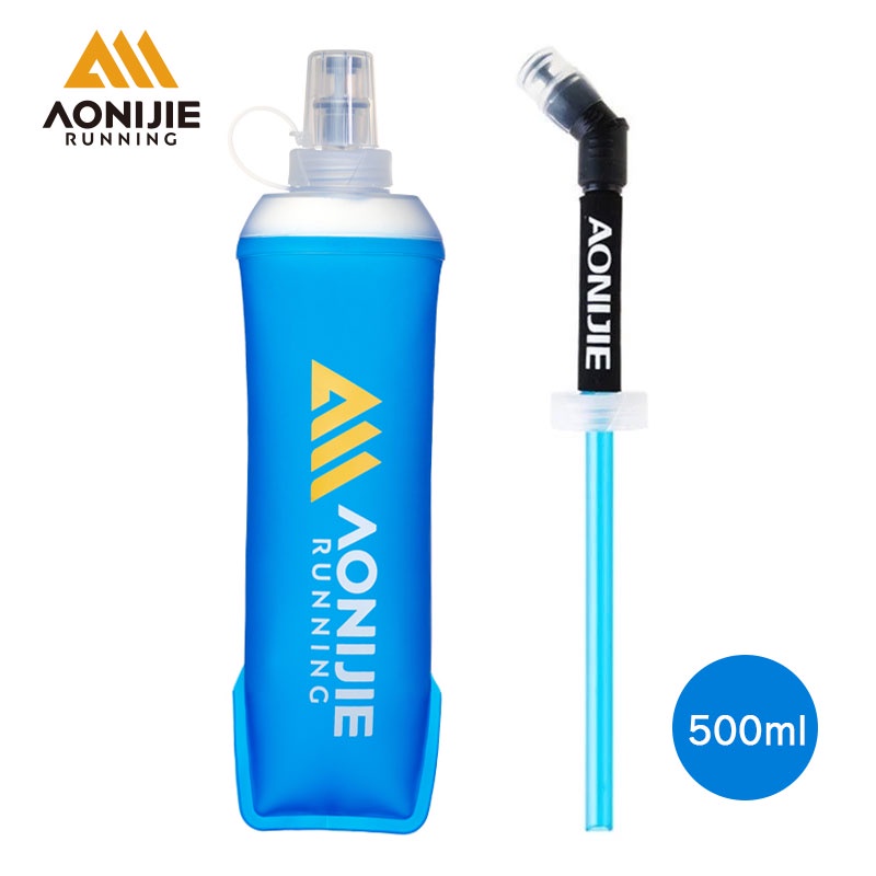 Aonijie SD71 กระติกน้ําแบบนิ่ม ไร้ BPA พับได้ ขนาด 500 มล. พร้อมหลอดดูด ...
