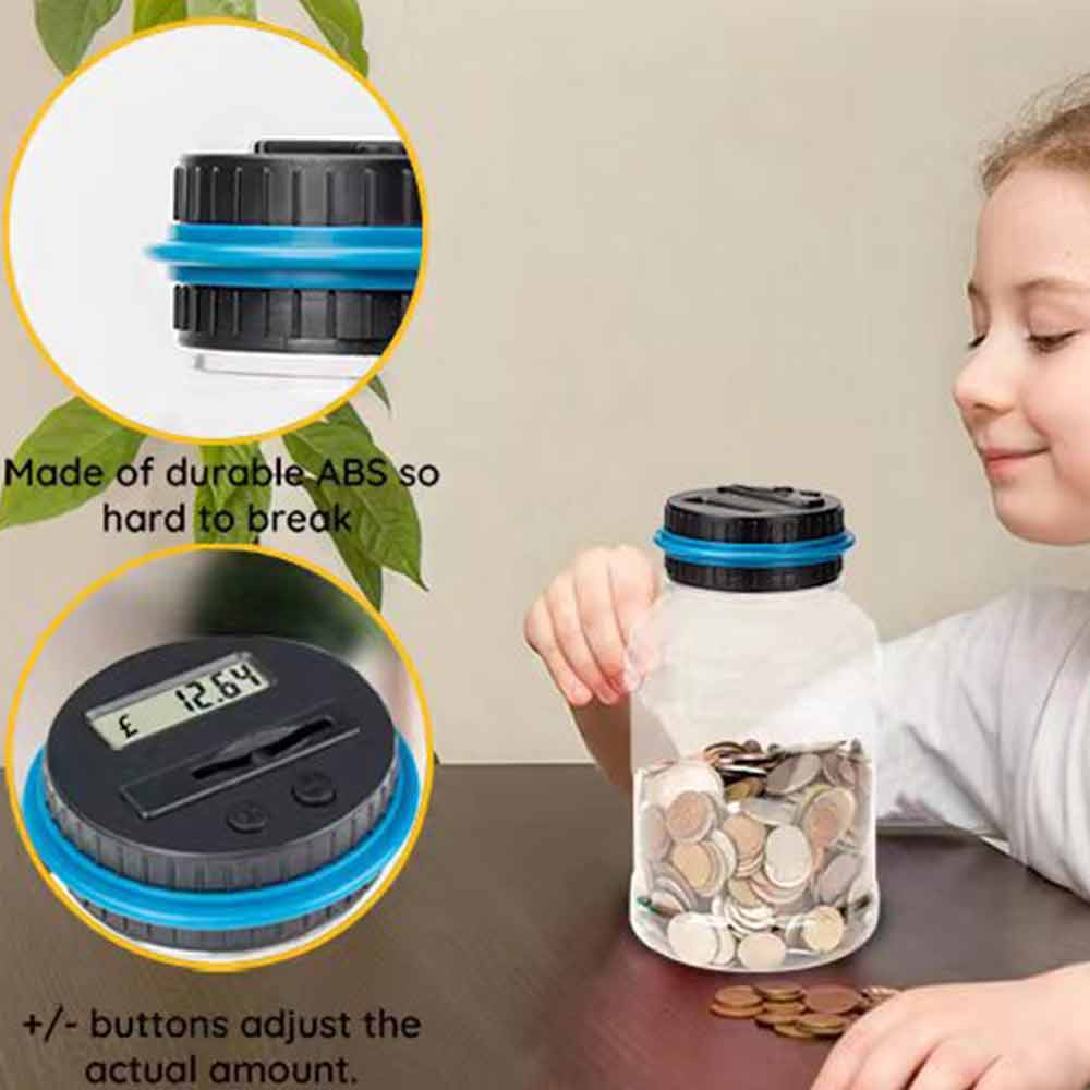 Digital Piggy Bank Coin Savings Counter LCD Counting Money Jar Change ...